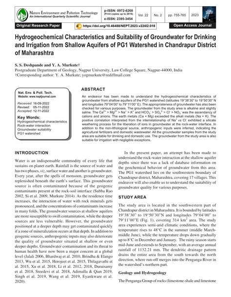 Pdf Hydrogeochemical Characteristics And Suitability Of Groundwater