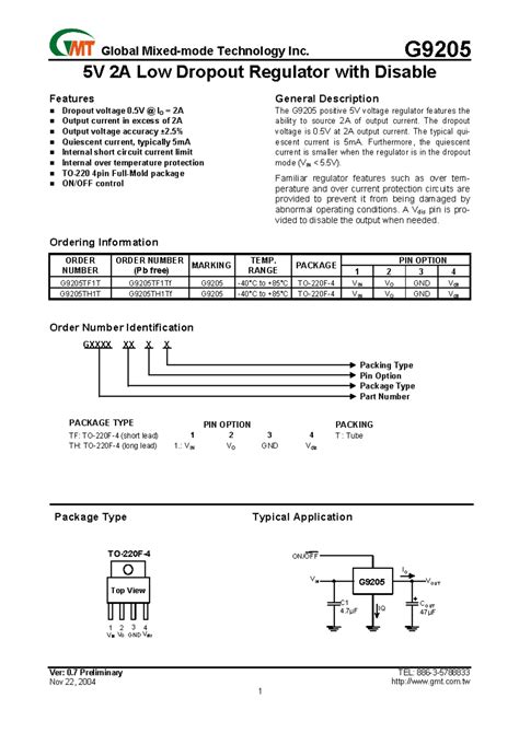 G9205 Global Mixed Mode Technology Ver 0 Preliminary Nov 22 2004