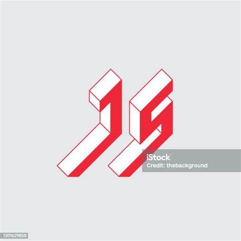 설계를 위한 Isometric 3d 글꼴입니다 편지 J 와 S 모노 그램 또는 로고 타입 3 차원 원본 문자입니다 Js 로고 또는 2 문자 코드 0명에 대한 스톡 벡터 아트