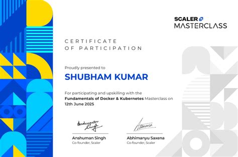 Certificate Fundamentals Of Docker And Kubernetes Shubham Kumar