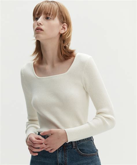 [4color] 스퀘어 넥 골지 니트 Mdkt063