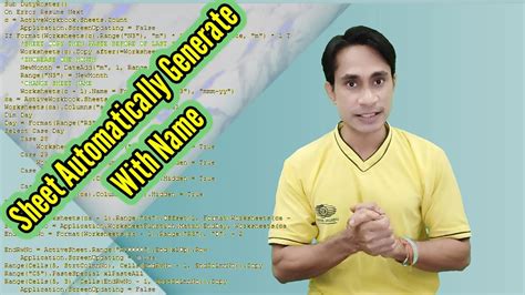 Sheet Automatically Generate With Name Using Vba Coding Youtube