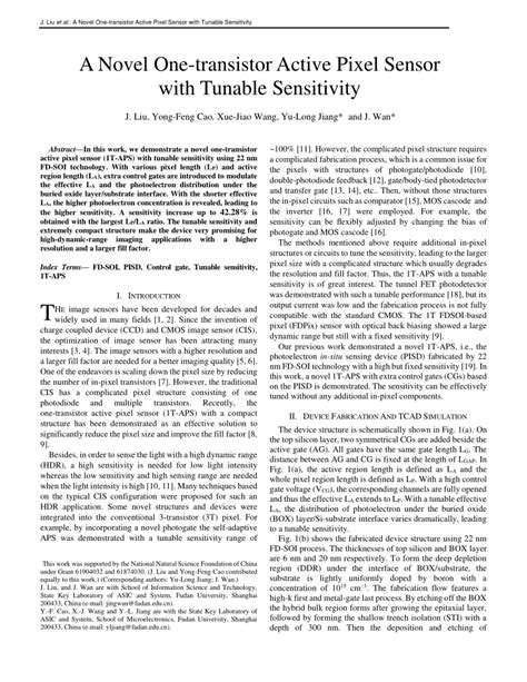 Pdf A Novel One Transistor Active Pixel Sensor With Tunable Sensitivity