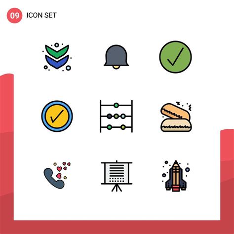Modern Set Of 9 Filledline Flat Colors And Symbols Such As Food Science