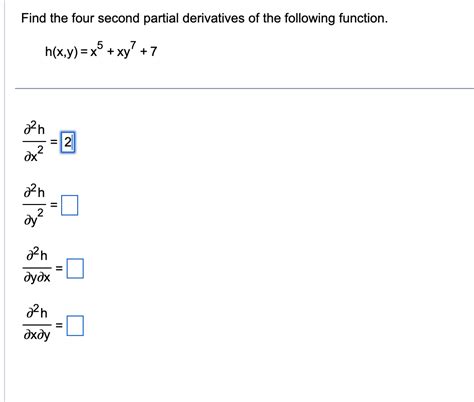 Solved Find The Four Second Partial Derivatives Of The