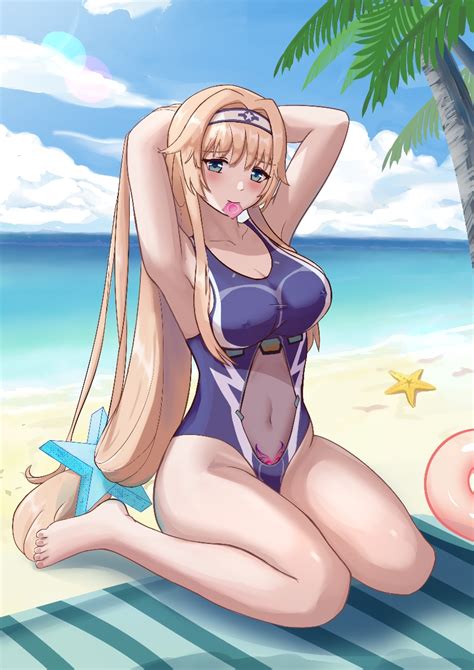 Rule 34 1girls Aqua Eyes Armpits Arms Behind Head Arms Up Beach Beach