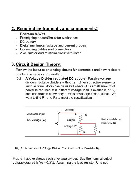Circuit 3 Construct The Voltage Divider Circuit Shown In Fig Course Hero