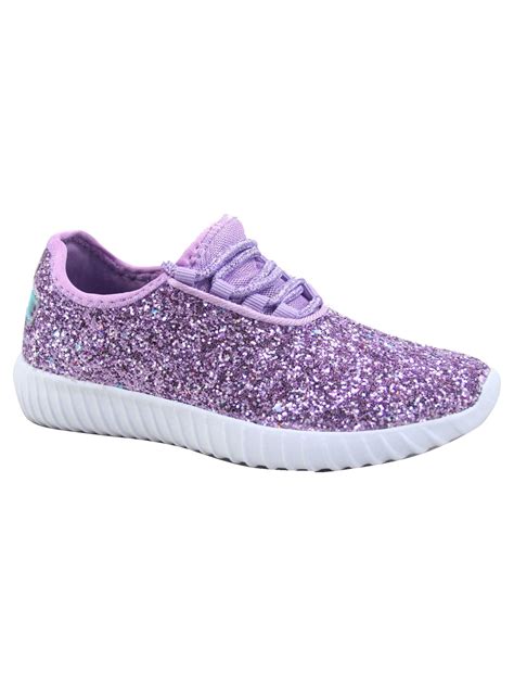 Remy 18 Womens Sport Bling Jogger Flat Glitter Lightweight Lace Up