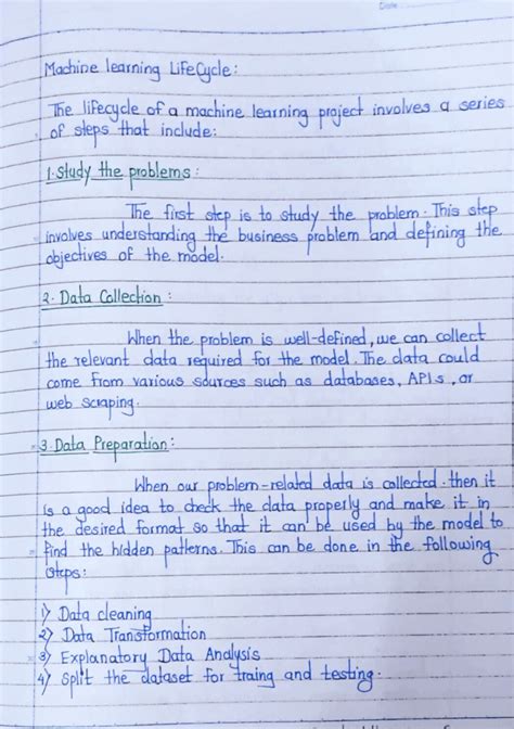 Machine Learning Handwritten Notes Codewithcurious