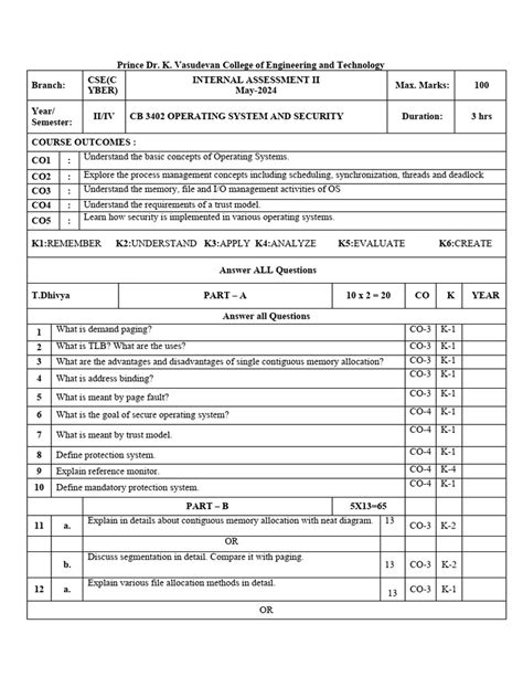 Operating System 2nd Internal Pdf Operating System System Software