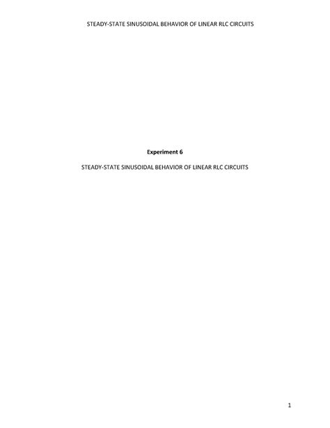 Lab6 Steady State Sinusoidal Behavior Of Linear Rlc Circuits