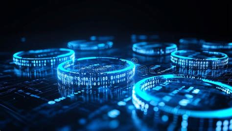 Futuristic Glowing Circles With Binary Code Stock Illustration Illustration Of Background