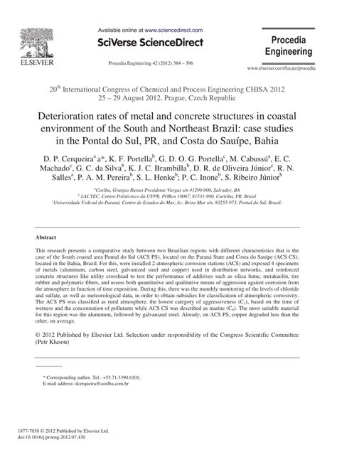 Pdf Deterioration Rates Of Metal And Concrete Structures In Coastal Environment Of The South