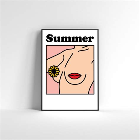 Summer Boobs Flower Lips Retro Vintage Nude Woman Body