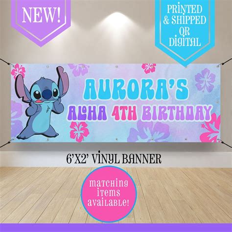 Stitch Banner Birthday Banner Stitch Party Stitch Birthday