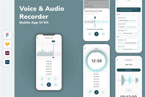 Voice And Audio Recorder App Ui Kit Ui Kits And Libraries ~ Creative Market