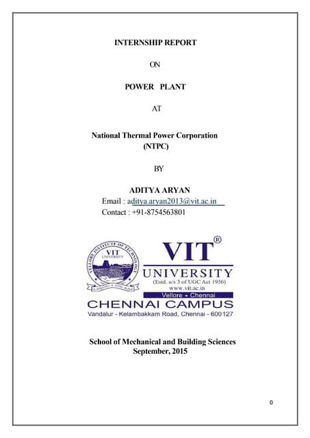 Internship Report Ntpc Pdf