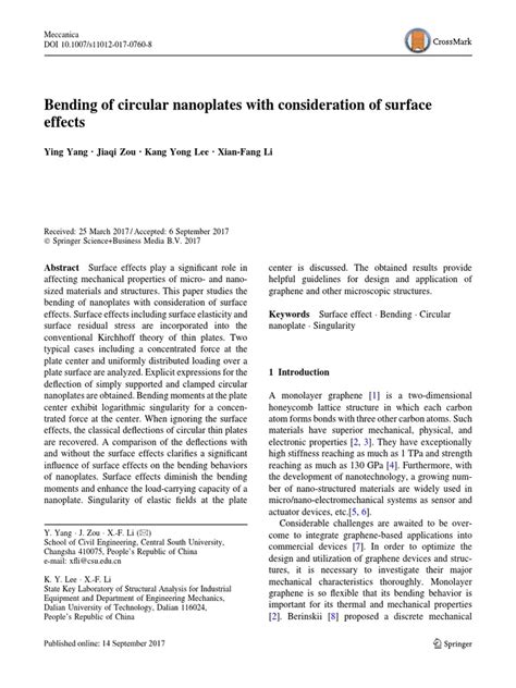Bending Of Circular Nanoplates Pdf Graphene Bending
