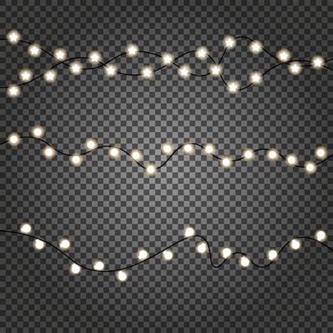 현실적인 크리스마스 조명 컬렉션 프리미엄 벡터