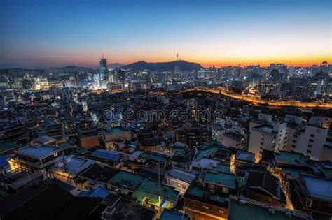 Sunset View Over Seoul City Stock Image Image Of Namsan Building