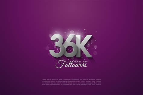 어두운 보라색 배경에 36k 추종자를 축하합니다 프리미엄 벡터