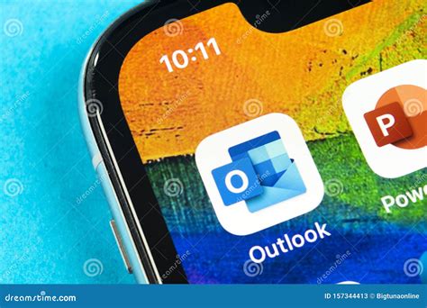 Microsoft Outlook Office Application Icon On Apple Iphone X Screen Close Up Microsoft Outlook