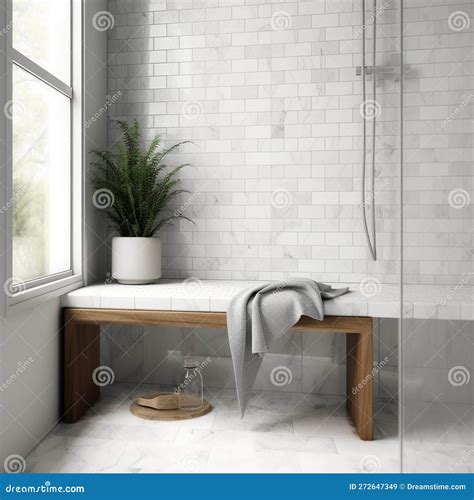 Marble Vanity Counter Shower Bench Stock Illustration Illustration