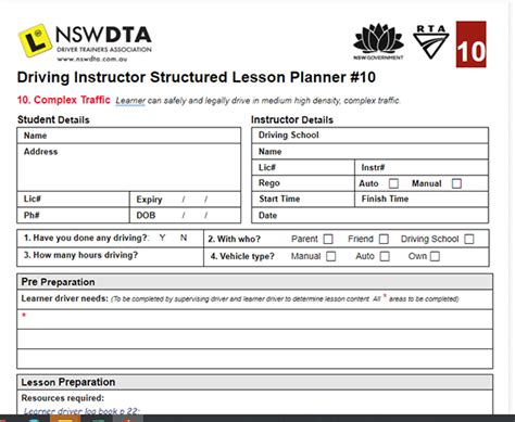 Instruction Aids Our Structured Lesson Plans Nsw Driver Trainers