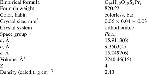 Crystal Data Data Collection Parameters And Details Of The Structure