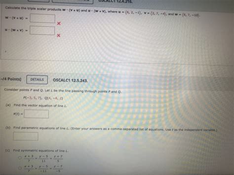 Solved Calculate The Triple Scalar Products W V U And
