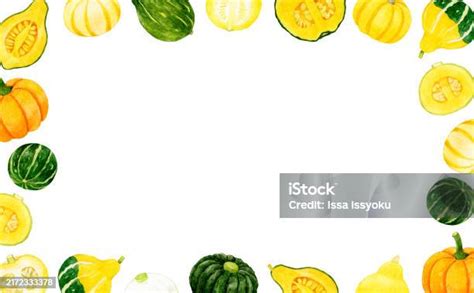 다양한 종류의 호박의 프레임 야채 손으로 그린 수채화 그림 배경벽지 겨울에 대한 스톡 벡터 아트 및 기타 이미지 겨울 그리기 녹색 Istock