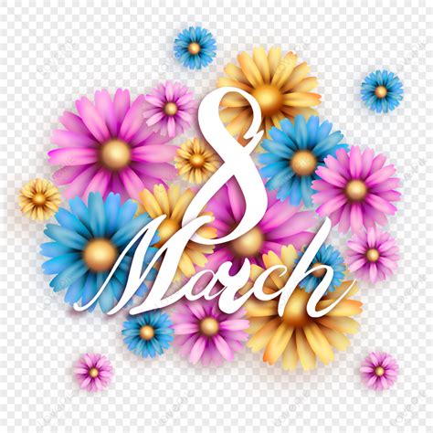 여성의 날 꽃 일러스트 배경 창조적 인 글꼴폰트꽃들 Png 일러스트 무료 다운로드 Lovepik