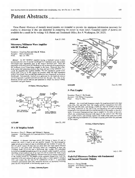 Patent Abstracts May 1986 [t Mtt] Ieee Journals And Magazine Ieee Xplore