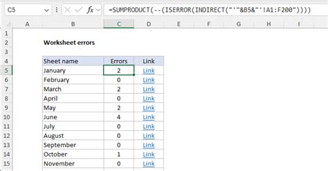 Count Errors In All Sheets Excel Formula Exceljet