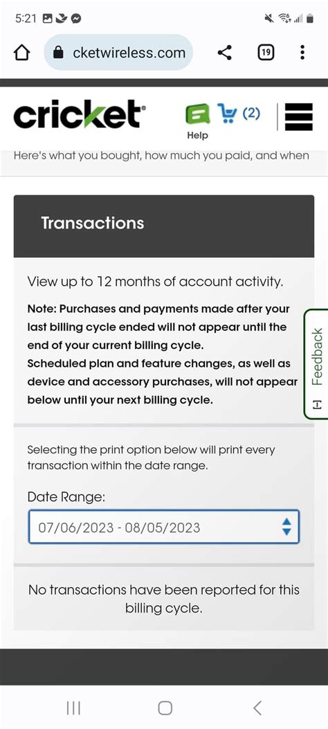 Billing History Not Populating Rcricketwireless