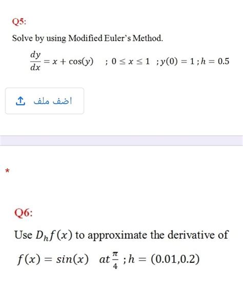 solved q5 solve by using modified euler s method dy x