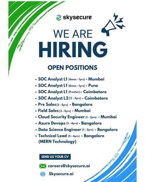 Hiring Techcareers Skysecure Jointheteam Cybersecurityjobs Wearehiring Hackers