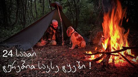 24 საათი გადავრჩი ტურებით სავსე ტყეში ძლიერი ქუხილი ღამით Youtube