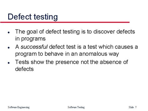 Software Engineering Software Testing Slide 1 Defect Testing