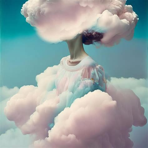 Premium Ai Image Woman Head In Cloud Ai Generated