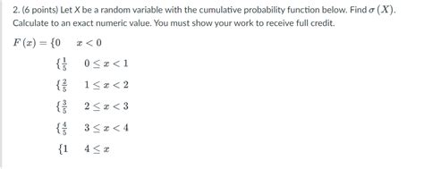 Solved Points Let X Be A Random Variable With The Chegg Com