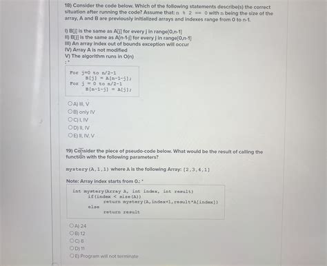 Solved Consider The Code Below Which Of The Following Chegg