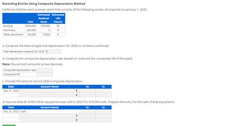 Solved Recording Entries Using Composite Depreciation Method
