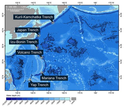 Deep Ocean Trenches Map