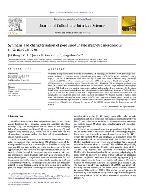 Pdf Synthesis And Characterization Of Pore Size Tunable Magnetic