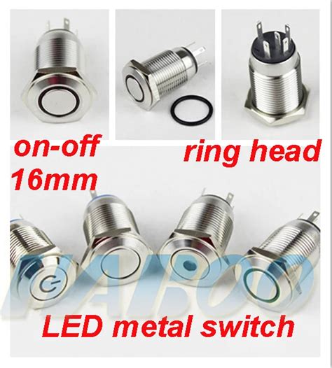 16MM On Off Metal Switch Angel Eye1NO 1NC Momentary Led Push Button Switch IP65 Flat Ring Head