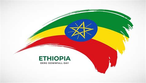 페인팅 효과 벡터 일러스트와 함께 에티오피아의 손을 그리기 브러시 스트로크 플래그 프리미엄 벡터