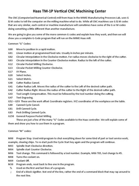 Programming A Peck Drilling Operation An Annotated G Code Program For Drilling Holes On A Haas