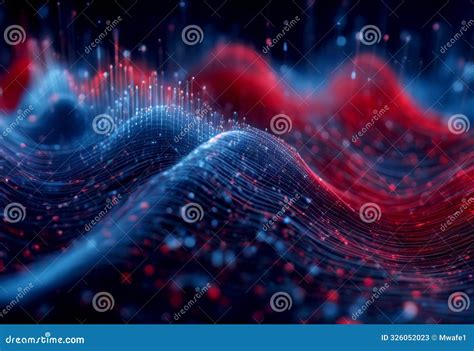 Wave Graph Abstract Ai Background 3d Blue Points Generated Red Sound Data Illustration