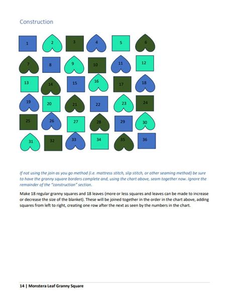 Monstera Leaf Granny Square Blanket Pattern Etsy